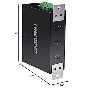 TRENDnet 16-Port Hardened Industrial Unmanaged Gigabit 10/100/1000Mbps DIN-Rail Switch w/ 16 Gigabit PoE+ Ports, Lifetime Protection, TI-PG160
