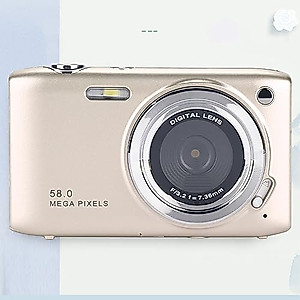 Teens Small Camera, 58MP 2.88 Inch IPS Screen 4K Digital Camera Automatic Beauty Mode 16X Zoom Slim and Lightweight for Vlogging (Gold)