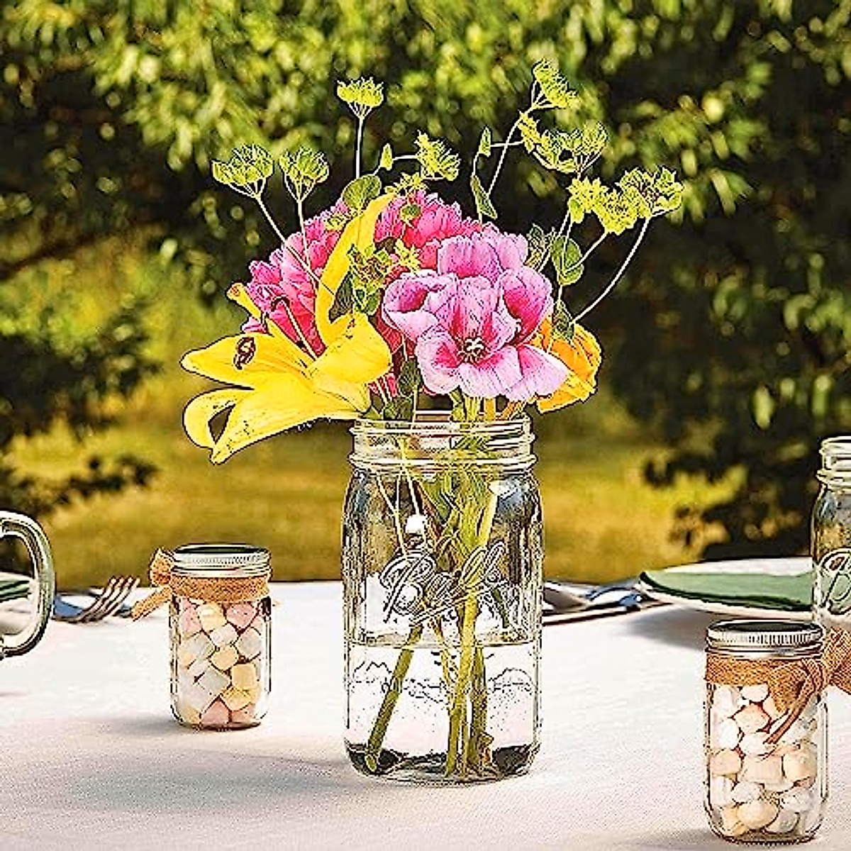 Munchy Gator Wide Mouth Mason Jars 32oz 4-Pack - Premium Clear Glass with Airtight Metal Lids - Includes Rubber Jar Opener - Ideal for Canning, Preserving, Storage, and More