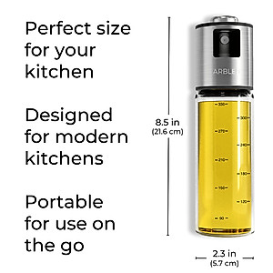 ARBLEN Olive Oil Sprayer for Cooking - Large 350ml Wide Mouth Glass Bottle - Original No Funnel Design - Precise Oil Control - Propellant Free - Avocado Oil Dispenser/Mister/Spritzer Kitchen Air Fryer