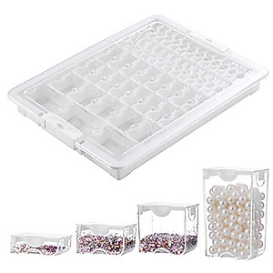 Diamond Bead Storage System, 50 Pcs Removable Clear Plastic Painting Drill Organizer with Snap Shut Lid for Nail Art Rhinestone Jewelry DIY Diamond Cross Stitch Tools and Other Small Items
