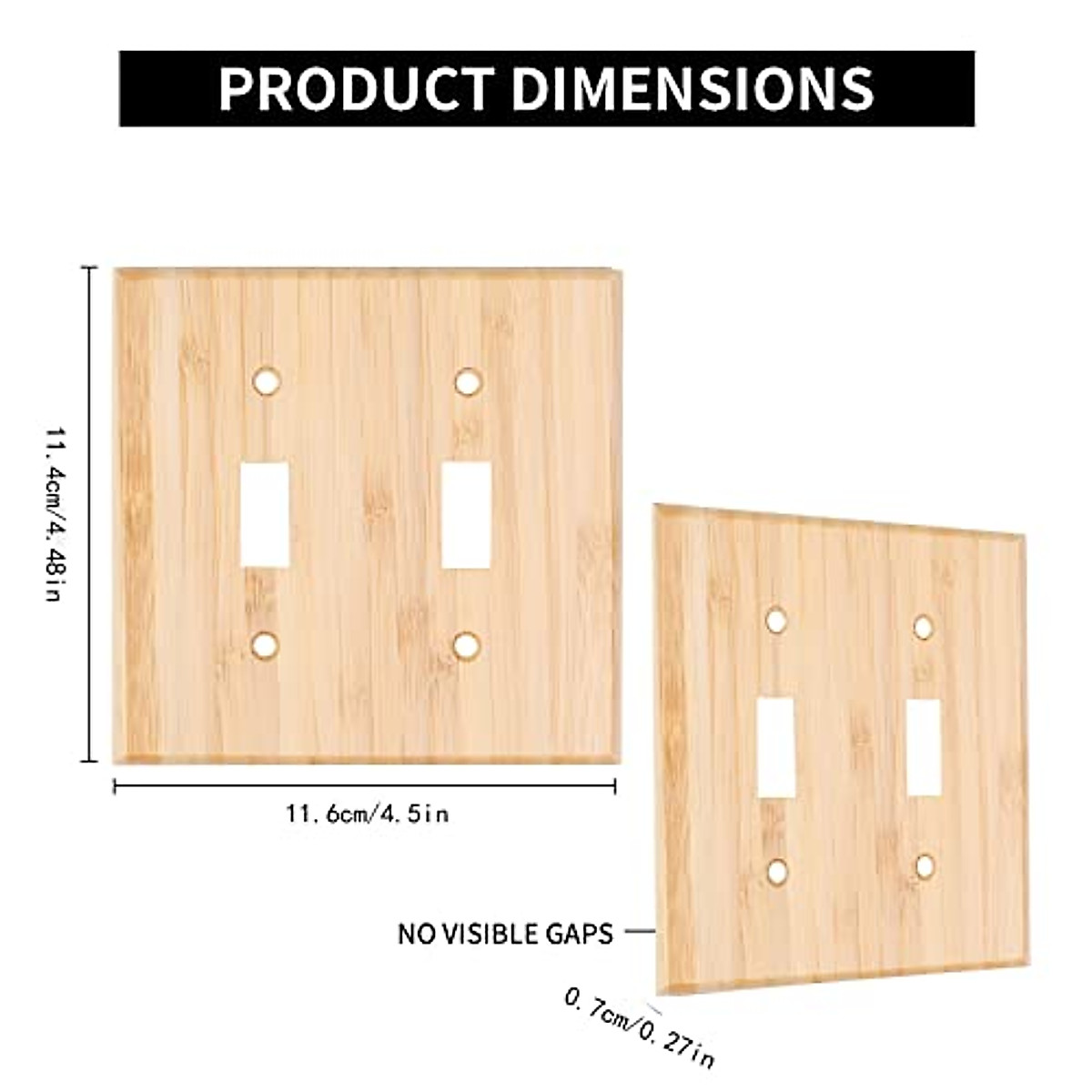Solid Wood Light Switch Cover Double Toggle wall outlet covers wall plate Decorative for Bathroom Bedroom Kitchen Home, Standard Size 4.50" X 4.50"