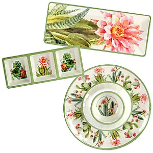 Certified International Desert Beauty 3 Piece Melamine Hostess/Serving Set, Multicolor, Large