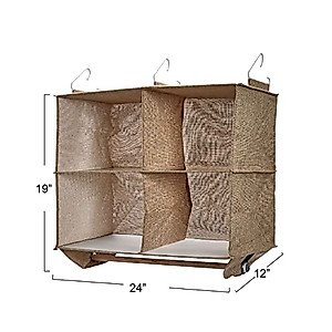 Household Essentials 4 Pocket Wide Organizer with Hangbar, Latte