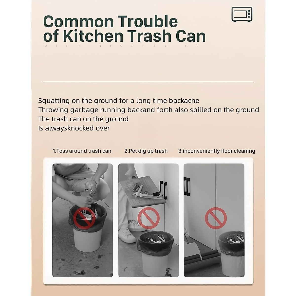 AIWE7D 2.4 Gallon White Collapsible Trash Can for Kitchen Cabinet Doors, Holds 2.1 Gallons, Lightweight and Durable, Foldable Design Saves Space