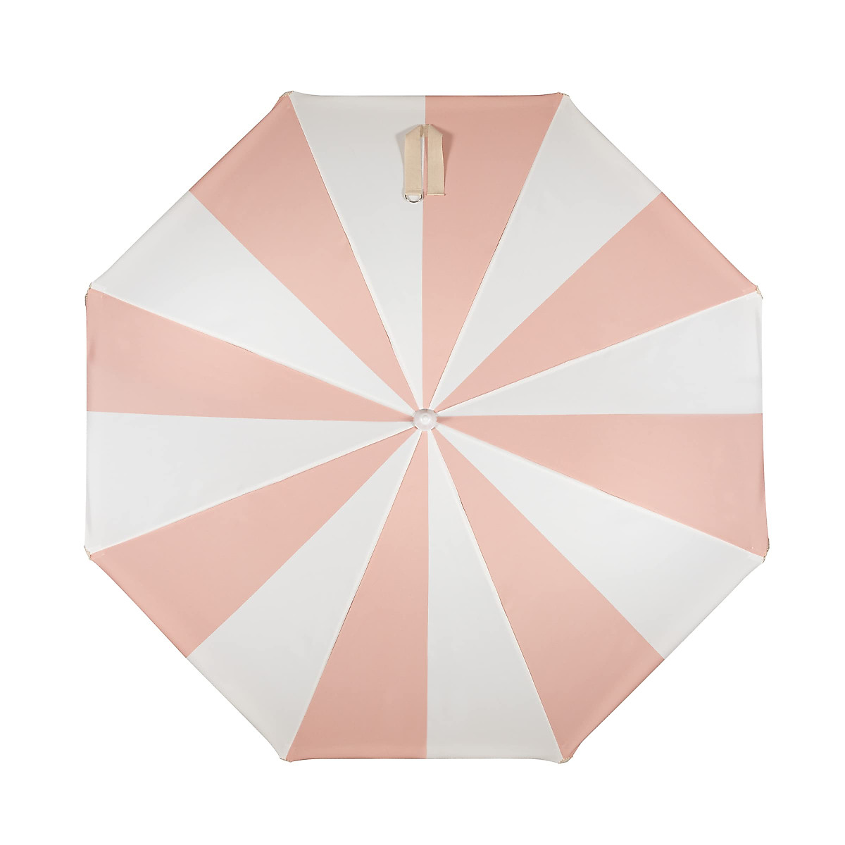 Beach State Summerland 6.5 Feet Beach Umbrella with Fringe - Outdoor Umbrella - UV50+ Sun Protection (Pink Salt Stripes)