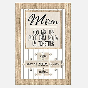 Personalized Mom You Are The Piece That Holds Us Together Puzzle Sign Canvas, Personalized Mother's Day Gifts, Mom Puzzle Piece Sign, Mother Daughter Gifts, Custom Wall Art Print Decoration Name