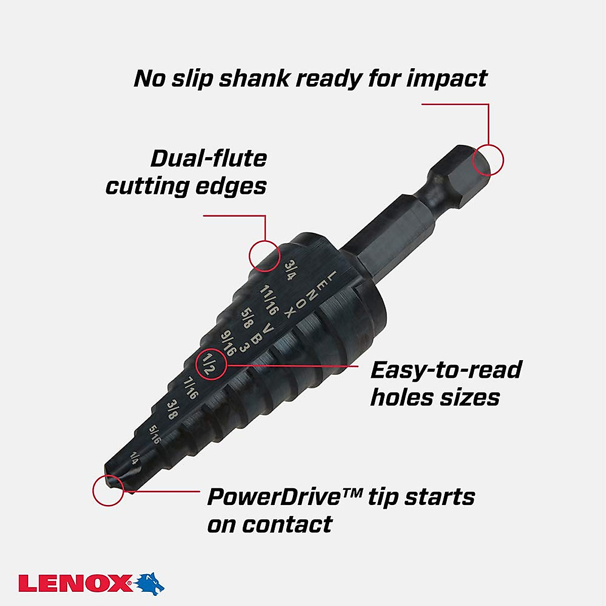 Lenox Tools 30889889 Vari-Bit Step Drill Bit Kit, 3 Piece