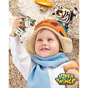 Super Wings 5" Transforming Bello Airplane Toys, Safe and Durable Vehicle Action Figure, Superwings Transforming Plane to Robot, Fun Preschool Toy Planes, Gifts Toys for Kids Aged 3 and Up, Stripes White
