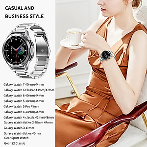 Compatible with Samsung Galaxy Watch 7 6 5 4 FE Band Pro Classic Active 2 40mm 44mm 43mm 47mm 45mm 42mm 46mm 20mm Galaxy Watch 3 Band 41mm Men Women Metal Elegant Casual Business Stainless Steel