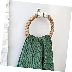 Veemoon Kitchen Rings Wooden Stand Wall-Mounted Bohemian Woven Decorative Accessories Hand Ring Bath Shower Design Storage Rope Bathroom Mount Holder Towel Bedroom Shape Rack Rustic