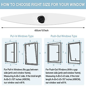 HOXHA Universal Window Seal for Portable Air Conditioner, 157 Inches Cloth Sealing AC Kit with Adjustable Coupler and Adhesive Fastener for Casement Windows, 400CM
