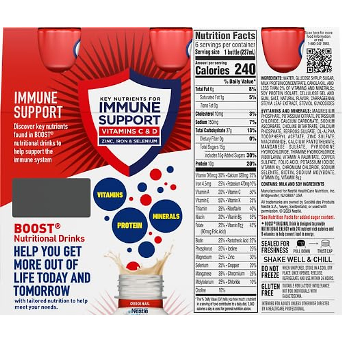 BOOST Original Balanced Nutritional Drink, Very Vanilla, 8 FL OZ (Pack of 6)