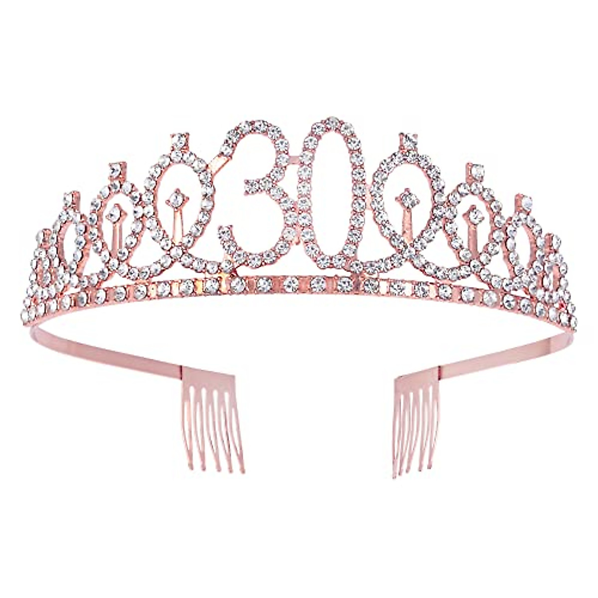 JunyRuny Dirty 30 Birthday Decorations for Her Birthday Sash and Tiara Rose Gold Crown Birthday Gifts for Women 30-Year-Old Happy Birthday Decorations 30th Birthday Party Favor Supplies
