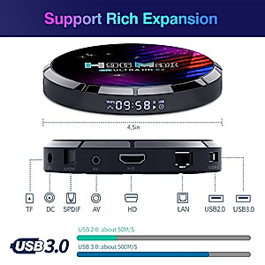 Android TV Box, H96MAX Android 11.0 TV Box Amlogic S905X4 4GB RAM 32GB ROM Android Box, 1000M LAN 2.4G/5G WiFi with 8K/6K/3D/USB 3.0/BT 4.2 TV Box with Wireless Backlit Keyboard