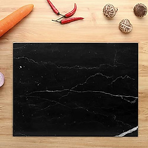 HERFECEAL Marble Cutting Board, Marble Pastry Board Serving Tray Plates for Cheese Rolling Dough, Non-Stick Marble Slab with Non-Slip Rubber Feet for Cake Display, Black 12"x16"