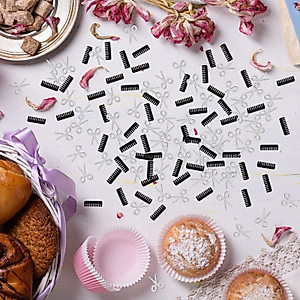 Barber Theme Confetti Silver Black Glitter, Haircut Salon Table Confetti, Makeup Paper Scatter, Hairstylist Haircut Salon Birthday Party Table Decorations Confetti, 120pcs