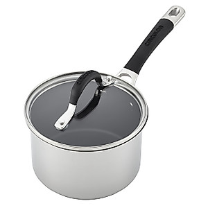 Circulon Momentum Stainless Steel Sauce Pan/Saucepan with Lid, 2 Quart, Silver