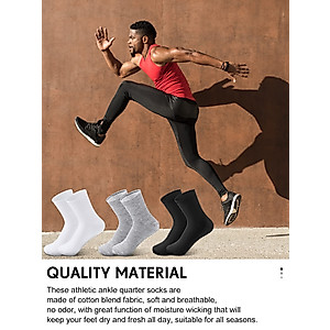 Tarpop 150 Pairs Men Quarter Ankle Socks Bulk Socks Athletic Moisture Wicking Socks Casual Sports Socks Pack (Black, White, Gray)