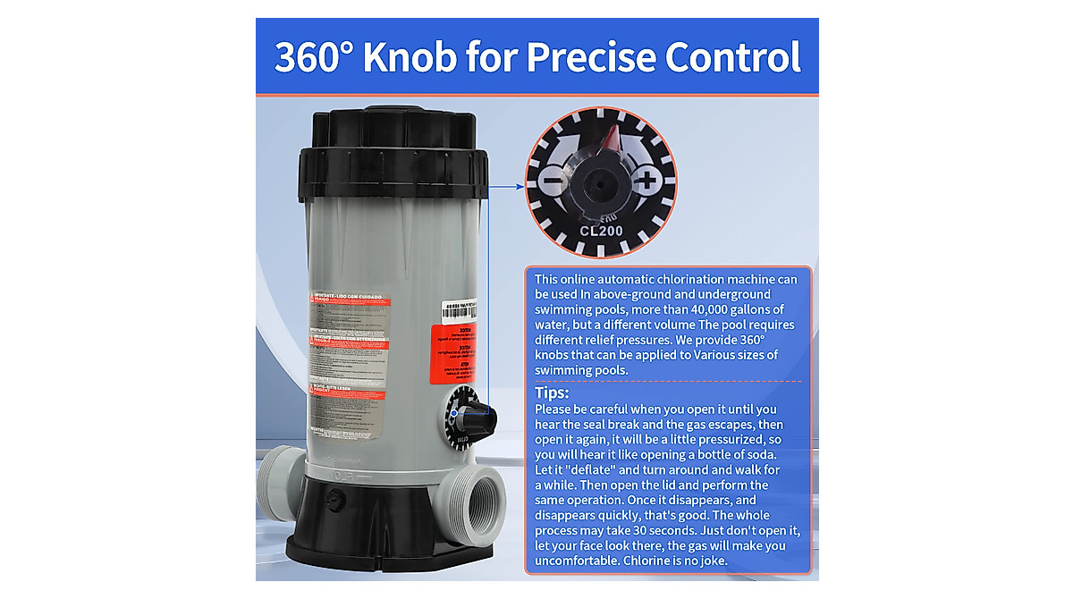 CL200 Inline Chlorinator Replacement Hayward CL200 chlorinator Feeder, Inground Pool Inline ...