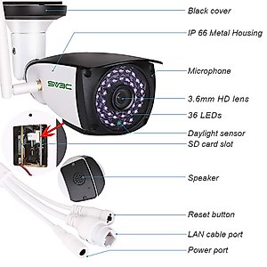 SV3C 2 Pack 5MP Outdoor Home Security Cameras, Dual Band 2.4G 5GHZ WiFi Camera, Onvif IP Cam with Human Motion Detect, RTSP Browser View, 2-Way Audio, SD Card Record, Metal Shell Waterproof, LAN Port