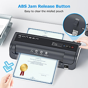 BONSEN Laminator Machine with Laminating Sheets 20 Pouches, 9-Inch Thermal Laminator for Home Office School Use, Personal 4-in-1 A4 Hot Cold Laminating Machine with Paper Trimmer and Corner Rounder