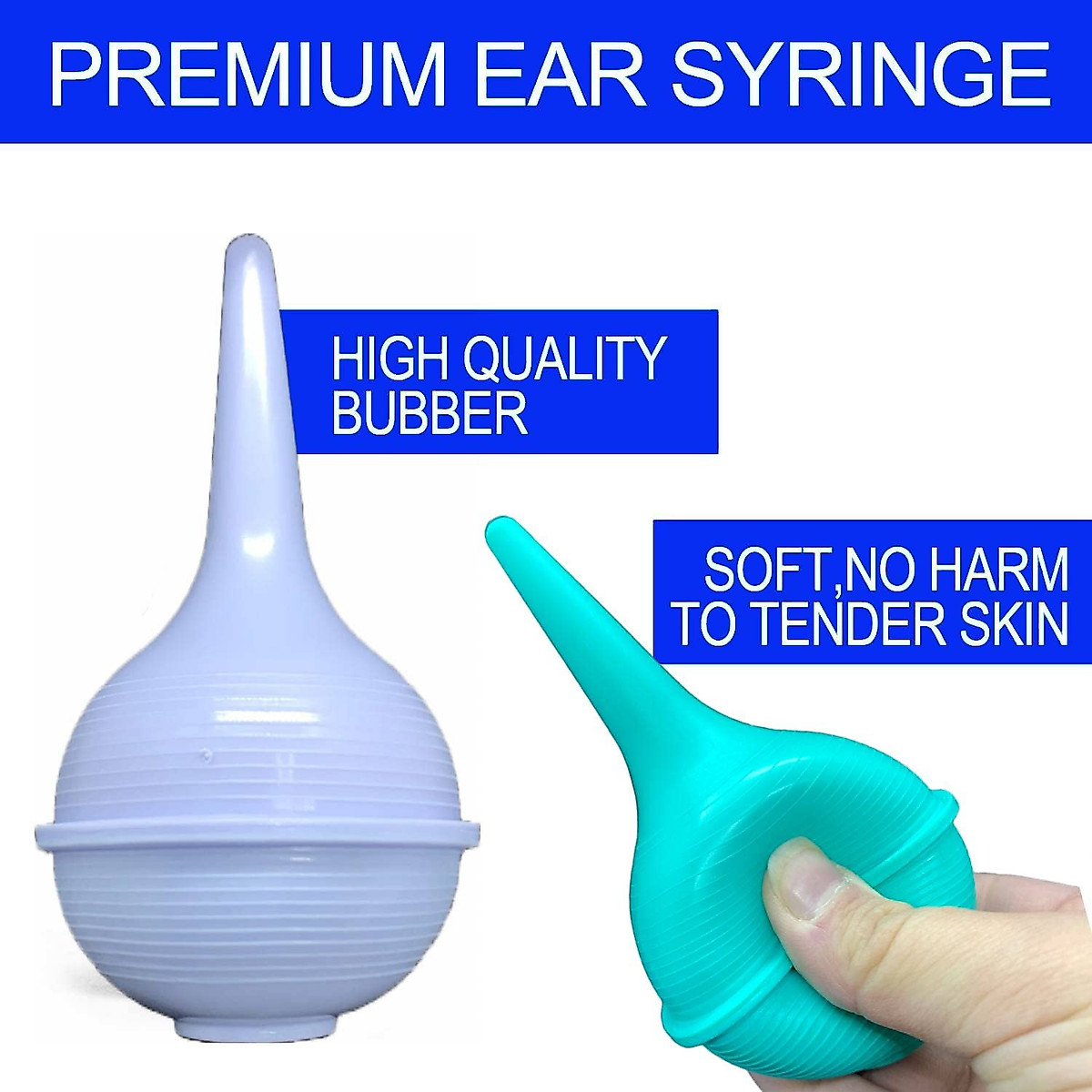 Comfort Soft Sterile Ear Bulb Rubber Hand Squeeze Baby Bulb Suction Sucker - 3 oz - Nasal - Ulcer (3 Pack)