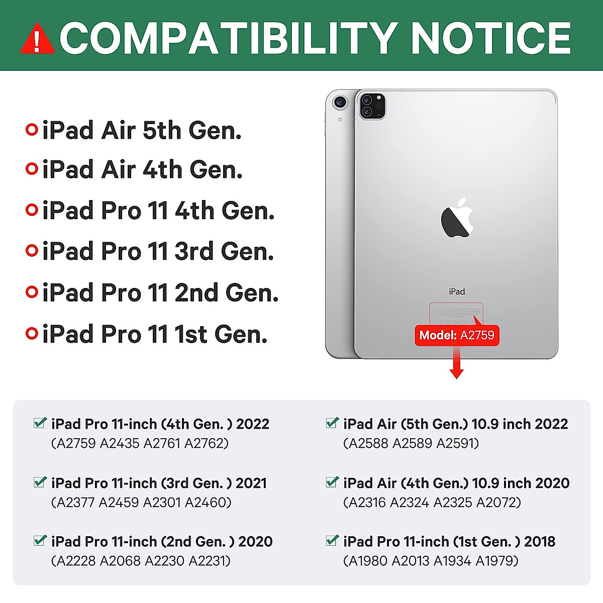 GreenLaw iPad Air 5th 4th Generation Case with Keyboard, DIY 7 Color Breathing Backlit, 360° Rotatable, Auto Sleep, Keyboard Case for iPad Pro 11 Inch(4th/ 3rd/ 2nd/ 1st Gen.), Black