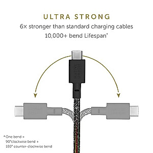 Native Union Type-C Belt Cable - USB-C to USB-C 4ft Ultra-Strong Charging Cable Compatible with iPad Pro 2018-21, iPad Air 5, Microsoft Surface Go 3, Google Pixel 6, Samsung Galaxy S22 (Cosmos)