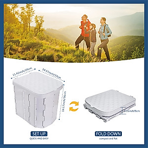 Upgrade XL Grey Portable Toilet for Camping, Portable Folding Toilet with Lid, Porta Potty Car Toilet Bucket Toilet Portable Potty for Adults, Travel Toilet for Camping Hiking,Light Gray