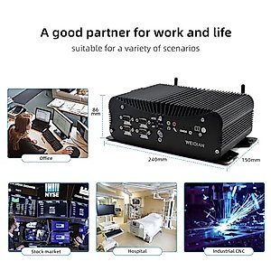 Industrial PC, Fanless Computer, 10th Gen Core i7-10510U, 32GB DDR4 RAM 512GB SSD, Industrial Mini PC HDMI+VGA Dual Display, 2Gigabit RJ45 Lan, 4USB3.0, 2RS232 Com, 4RS485 Com, Dual Band WiFi, BT