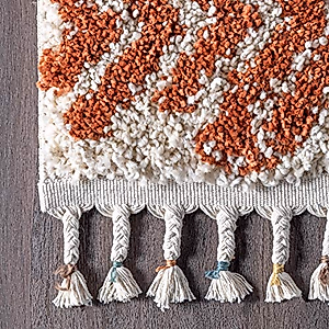 nuLOOM Zuri Shaggy Banded Tribal Area Rug, 8' x 10', Rust