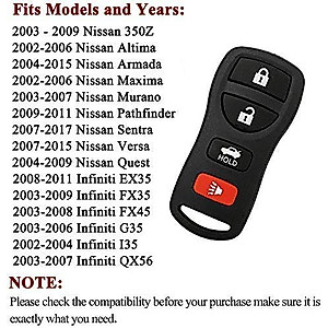 Compatible for 2002-2006 Infiniti Q45 Keyless Entry Remote Control Car Key Fob Replacement for KBRASTU15(Pack of 2)