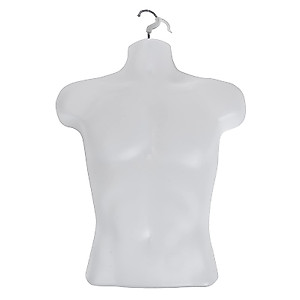 SSWBasics Male Molded Shatterproof Frosted Hanging Shirt Form with Hook - Fits Men's Sizes