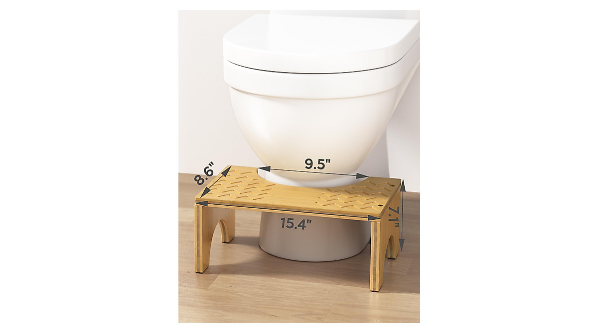Easoger Bamboo Toilet Stool - Foldable Bathroom Step for Better Defecation