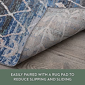 Edenbrook Area Rugs for Living Room -Gray and Blue Rug for Bedroom-Low Pile Perfect for High Traffic Areas, 5x8