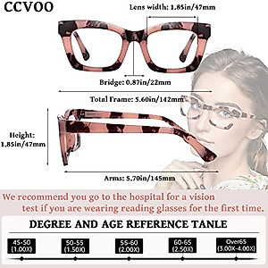 CCVOO 6 Pack Oprah Style Reading Glasses for Women Blue Light Blocking Computer Square Readers with Spring Hinge Men (A1 Mix, 2.0)