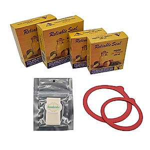 Canning Jar Seal Bundle Includes 24 Regular and 24 Wide Mouth Viceroy Jar Rubbers With Tab and 48 Dissolvable Sunivale Jar Labels Replacement Jar Seals for Old Style Canning Jars Natural Rubber Rings