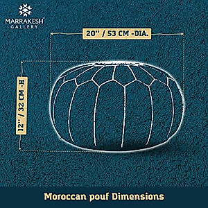 Marrakesh Gallery Genuine Leather Pouf Unstuffed - Moroccan Ottoman Footstool, Footrest Cover - Boho Decor - Bohemian Living Room, Bedroom, Kids Room, Gift & Wedding (Dark Brown)