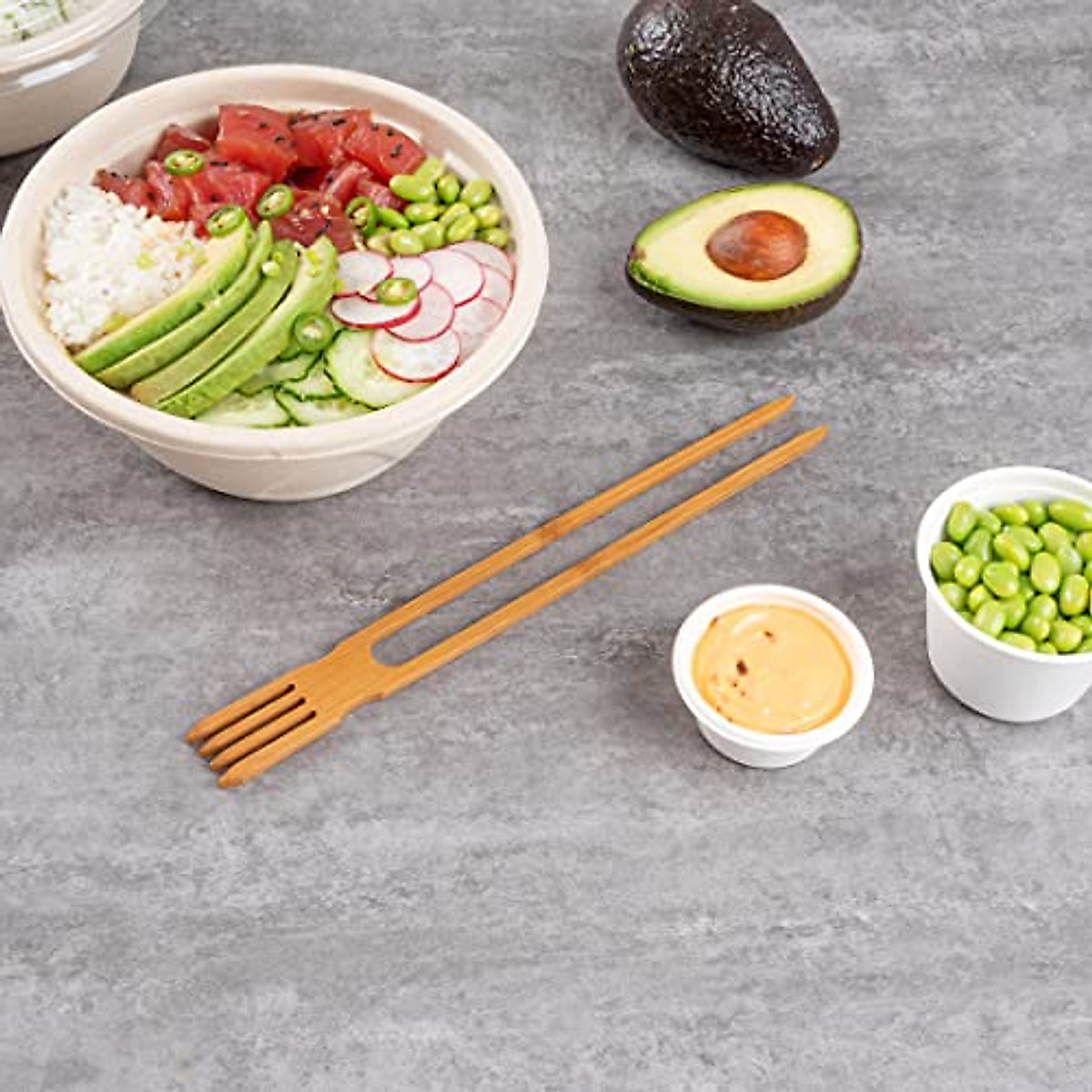Restaurantware 10 Inch All-In-One Chopsticks With Fork 100 Multi-Functional Chopstick Utensil Combo - Durable Sustainable Bamboo Fork Chopsticks For Home Travel Or Take Out