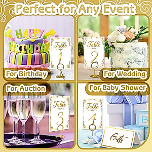 GGSTDDUP Wedding Table Numbers 1-20 with Place Cards and Table Number Holders, Elegant Gold Table Numbers for Wedding, Anniversary, Party