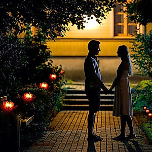 MIKK Solar Garden Stake Flower Lights, 2pack Outdoor Decorative Floral Lights, LED Artificial Waterproof Yard In-Ground Lights Lights for Garden Lawn Patio Backyard.（Pink Chrysanthemum）