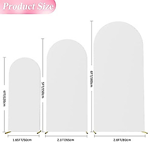 Wokceer Set of 3 Wedding Arch Cover Spandex Fitted Wedding Arch Stand Covers for Round Top Chiara Arch Backdrop Stands Cover for Birthday Party Ceremony Banquet Decoration 4ft,5ft,6ft White
