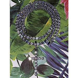 Mens 14k Rhodium Finish 4mm Tennis Link Chain Choker Iced Out Jesus Crucifix Cross Pendant Rappers Necklace Iced Prong Set Tennis Chain for Men, tennis ladies Chain Choker Jesus Necklace (18)