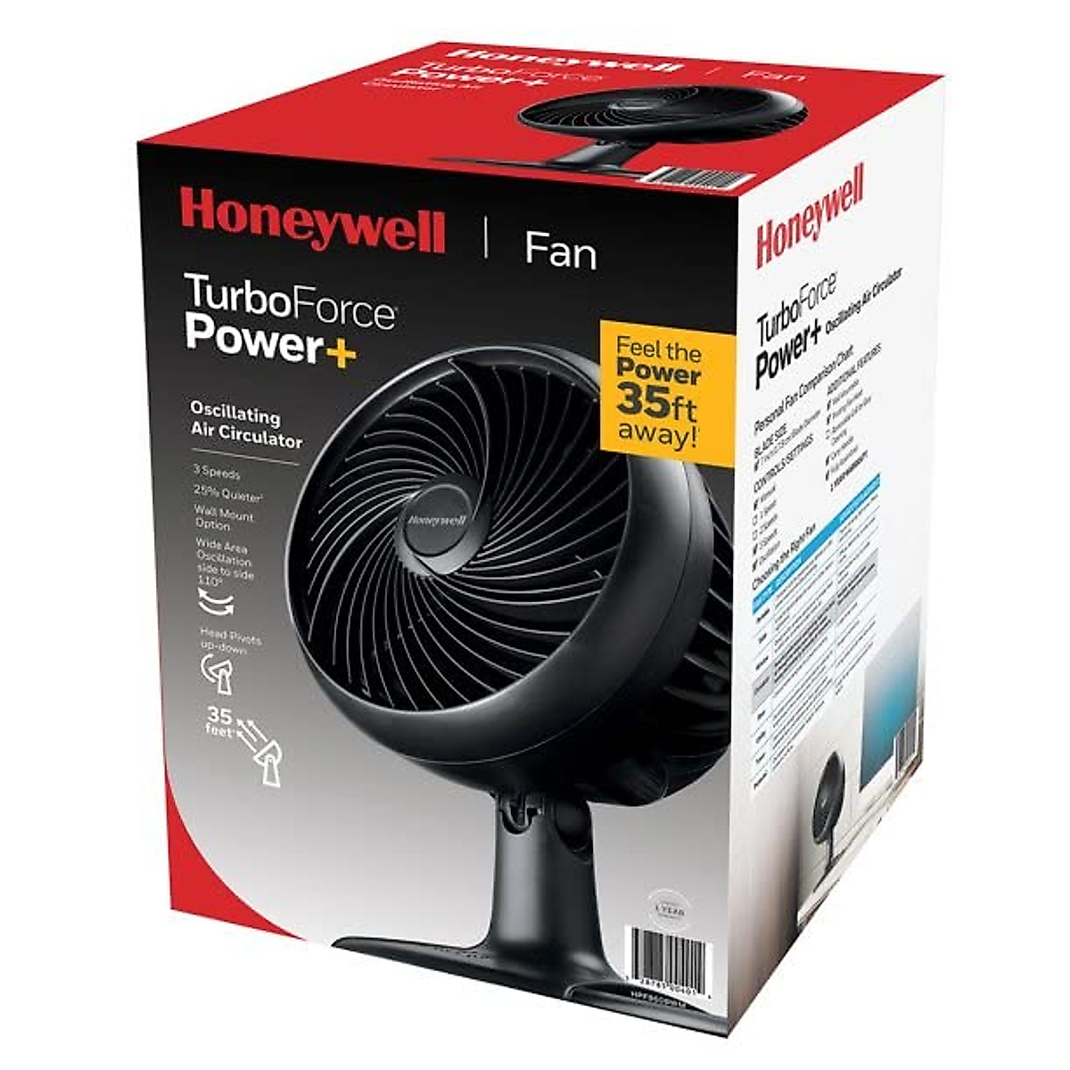 Honeywell TurboForce Power+ Oscillating Electric 10 inch Table Fan, Black, HPF860BWM