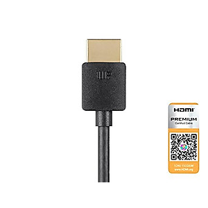 Monoprice High Speed HDMI Cable - 1 Feet - Black| Certified Premium, 4K@60Hz, HDR, 18Gbps, 36AWG, YUV, 4:4:4 - Ultra Slim Series