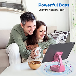 Gifts for Men Women, from Wife,Cell Phone Stand with Wireless Bluetooth Speaker, Punchy Bass & HD Stereo Sound Speaker for Home & Outdoors Compatible with iPhone/ipad/Samsung-Pink