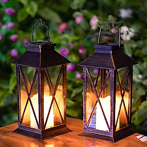 Solar Lantern, Outdoor Hanging Solar Lights Waterproof LED for Porch Garden Patio Pathway Deck Yard(2 Pack)
