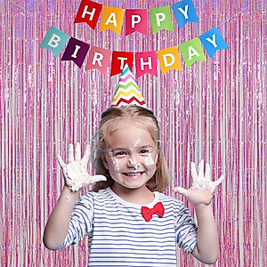 New Years Decorations 2024 Pink - Melsan 3 Pack 3.2 x 8.2 ft Tinsel Curtain Party Photo Backdrop for New Years Eve Decorations Birthday Party Engagement Party or Bachelorette Party Supplies