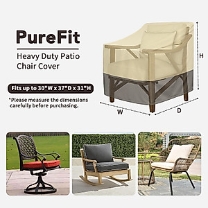 PureFit Outdoor Chair Covers Waterproof Patio Chair Cover, Heavy Duty Lounge Deep Seat Cover for Outdoor Furniture, Lawn, Deck, and Backyard, Anti-fade & Tear Resistant, 28"W x 30"D x 31"H